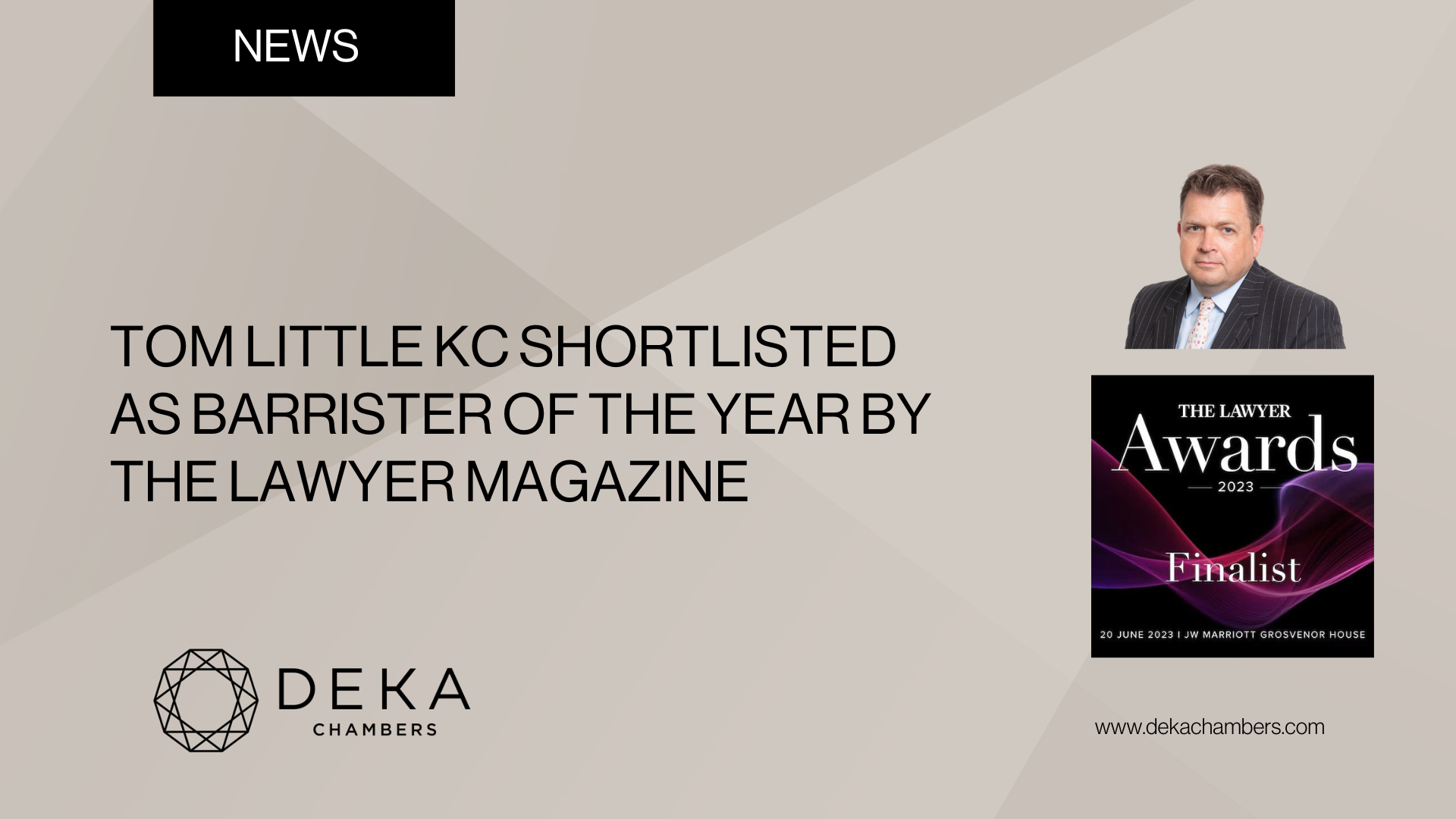 Tom Little KC commended at The Lawyer Awards - Deka Chambers ...